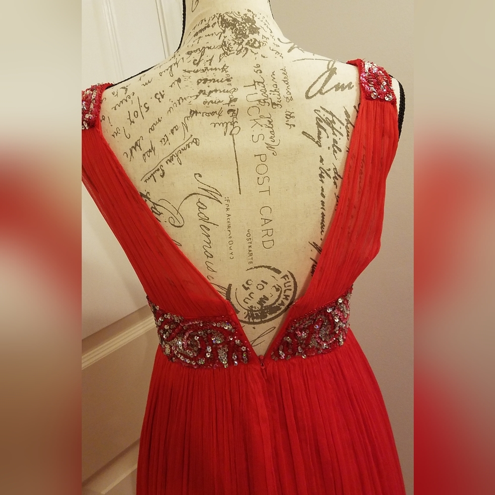 Red-Orange Sleeveless Sequin Prom/Charity Ball Dress … - Gem